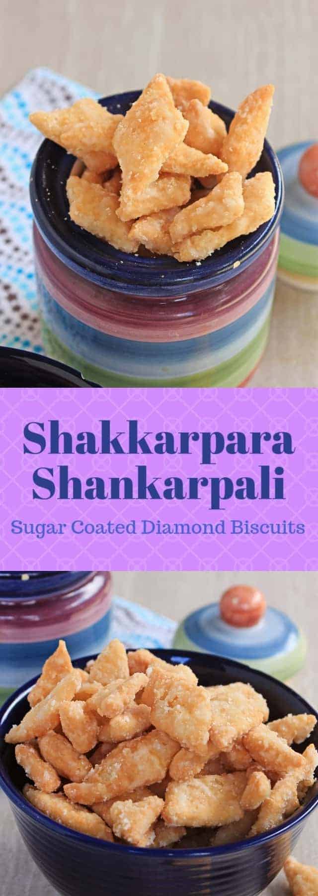Shakkarpara | Shankarpali | Sugar Coated Diamond Biscuits